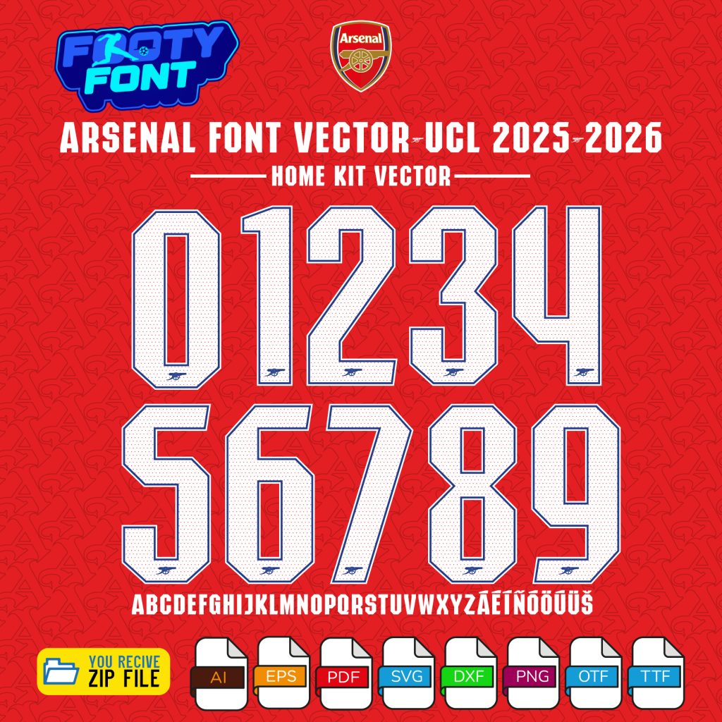 Arsenal Font UCL 2025-2026 Home kits away - Third | footyfont