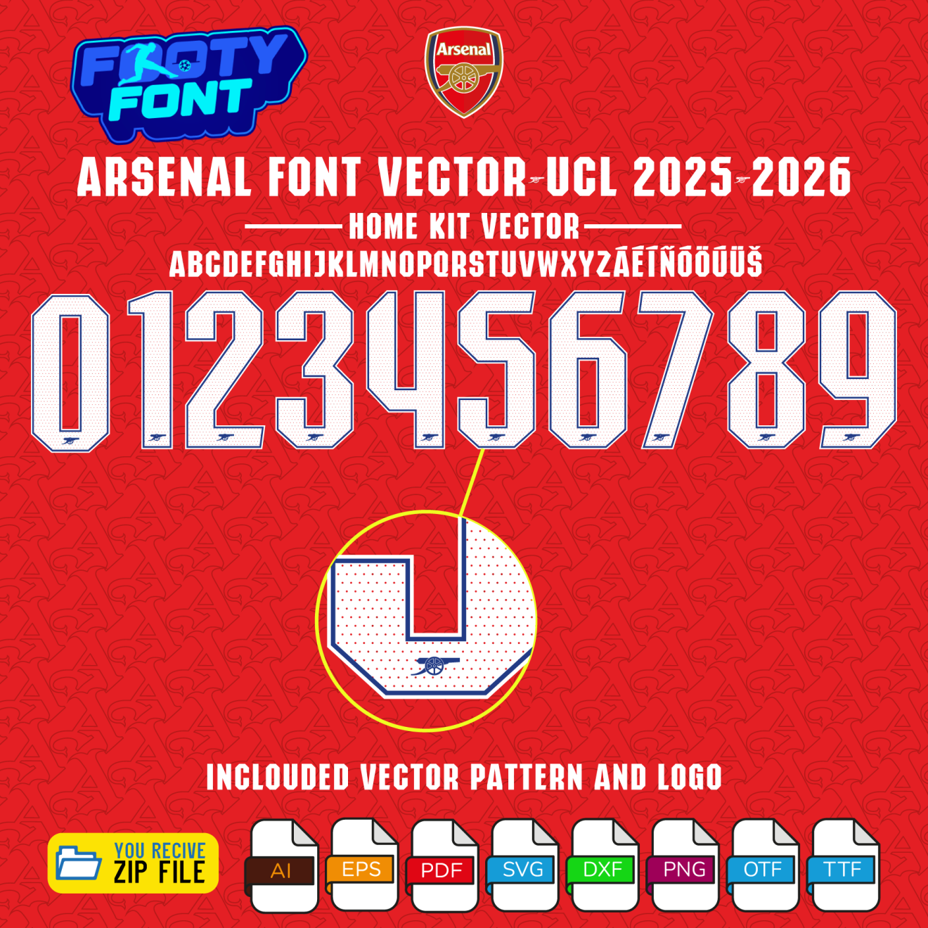 Arsenal Font UCL 2025-2026 Home kits away - Third | footyfont