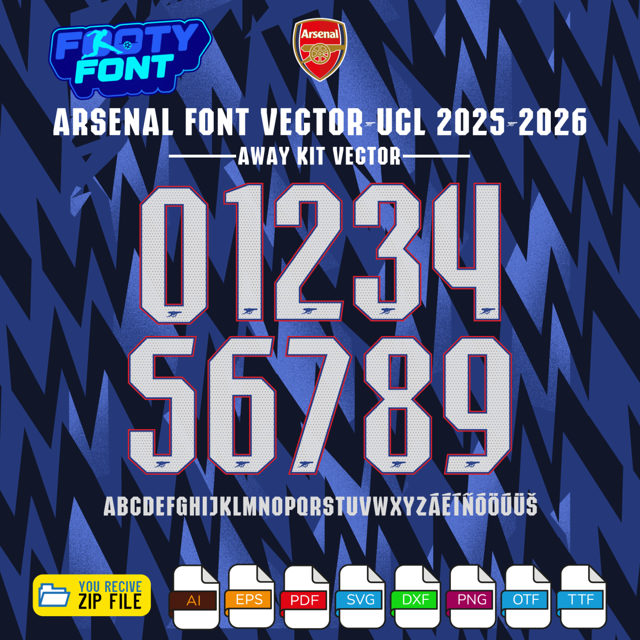 Arsenal Font UCL 2025-2026 Home kits away - Third | footyfont