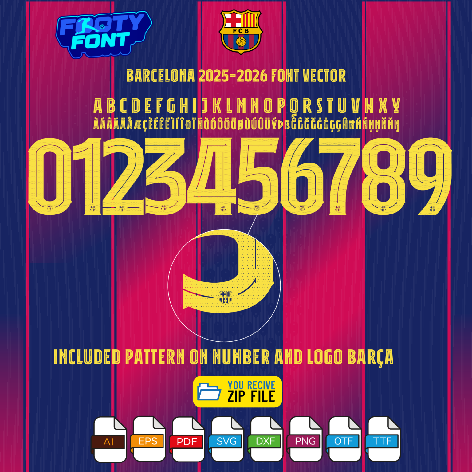 FC Barcelona Font UCL 2025-2026 Home Kit | footyfont