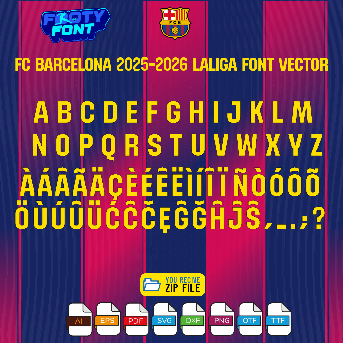 FC Barcelona Font LaLiga 2025-2026 Home Kit | footyfont