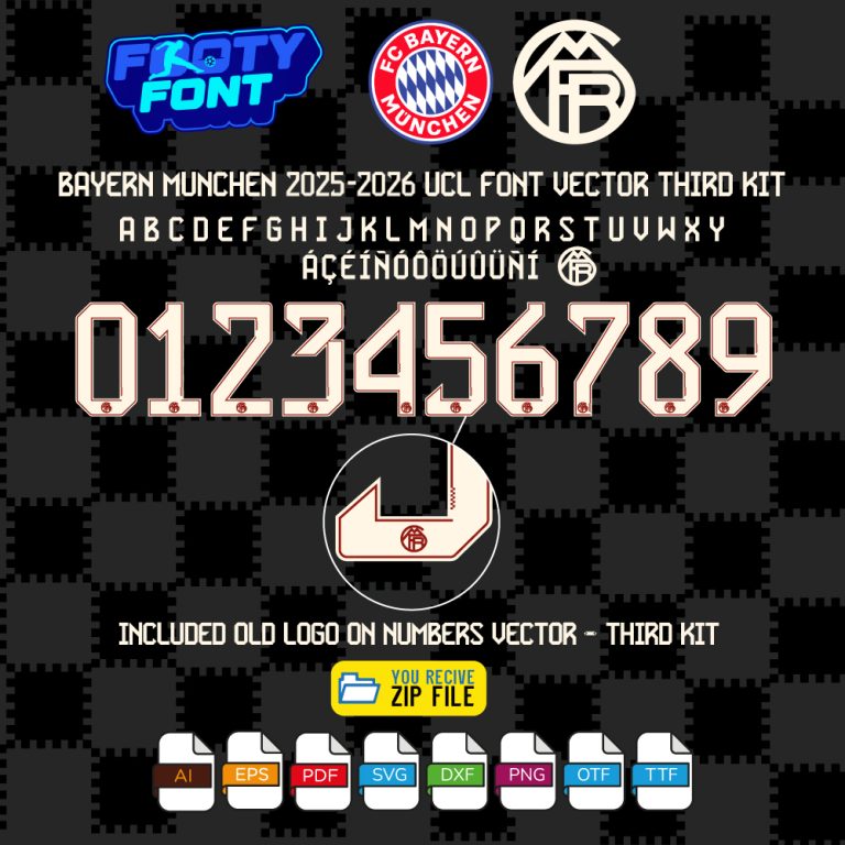 Bayern Munich Font UCL 2026 (Third Kit) | footyfont