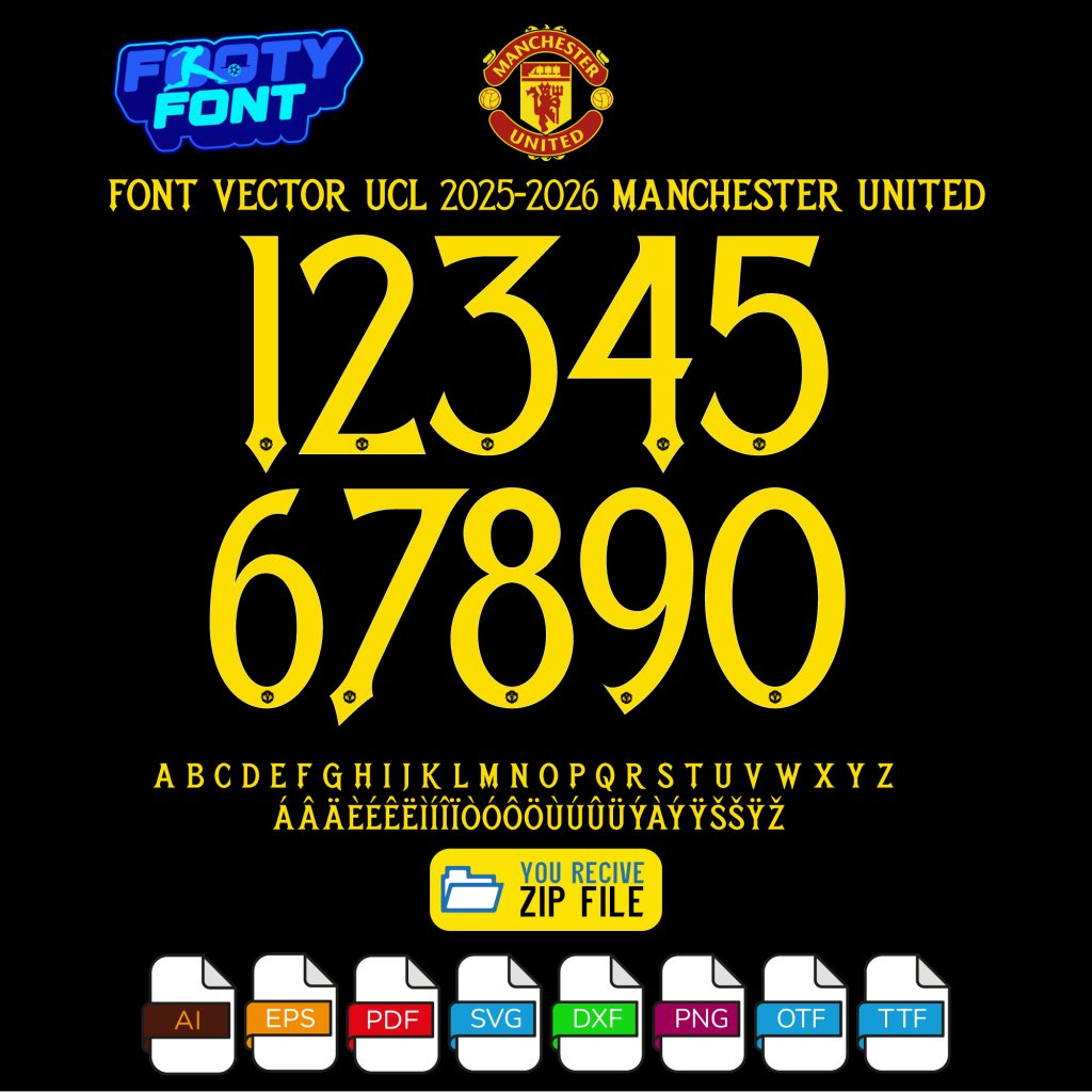 Manchester United Font UCL 2025-2026 Home kits away - Third | footyfont