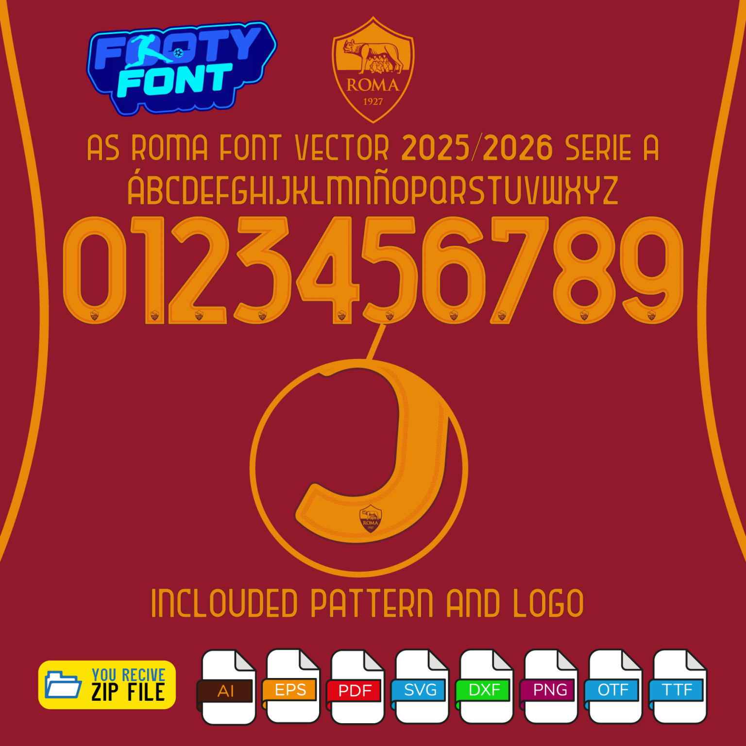 AS Roma Font Serie A 2025-2026 Home Kit | footyfont