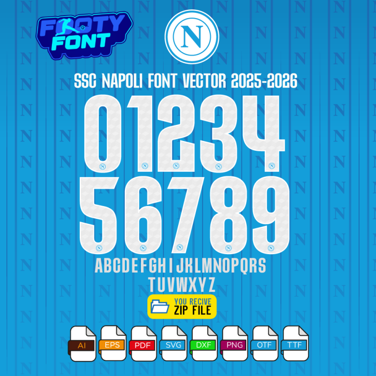 SSC Napoli Font UCL 2025-2026 Home Kit | footyfont