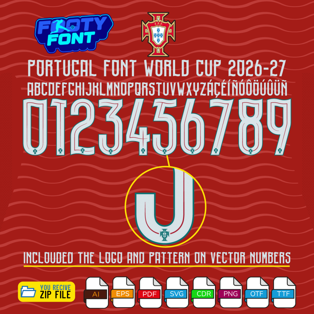 Portugal Font World cup 2026-27 Home kit | footyfont