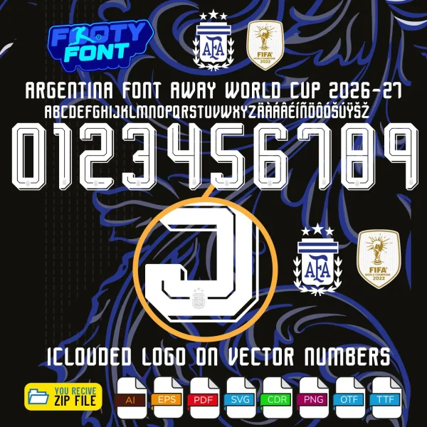 Argentina Font World Cup 2026 (Away Kit) | footyfont