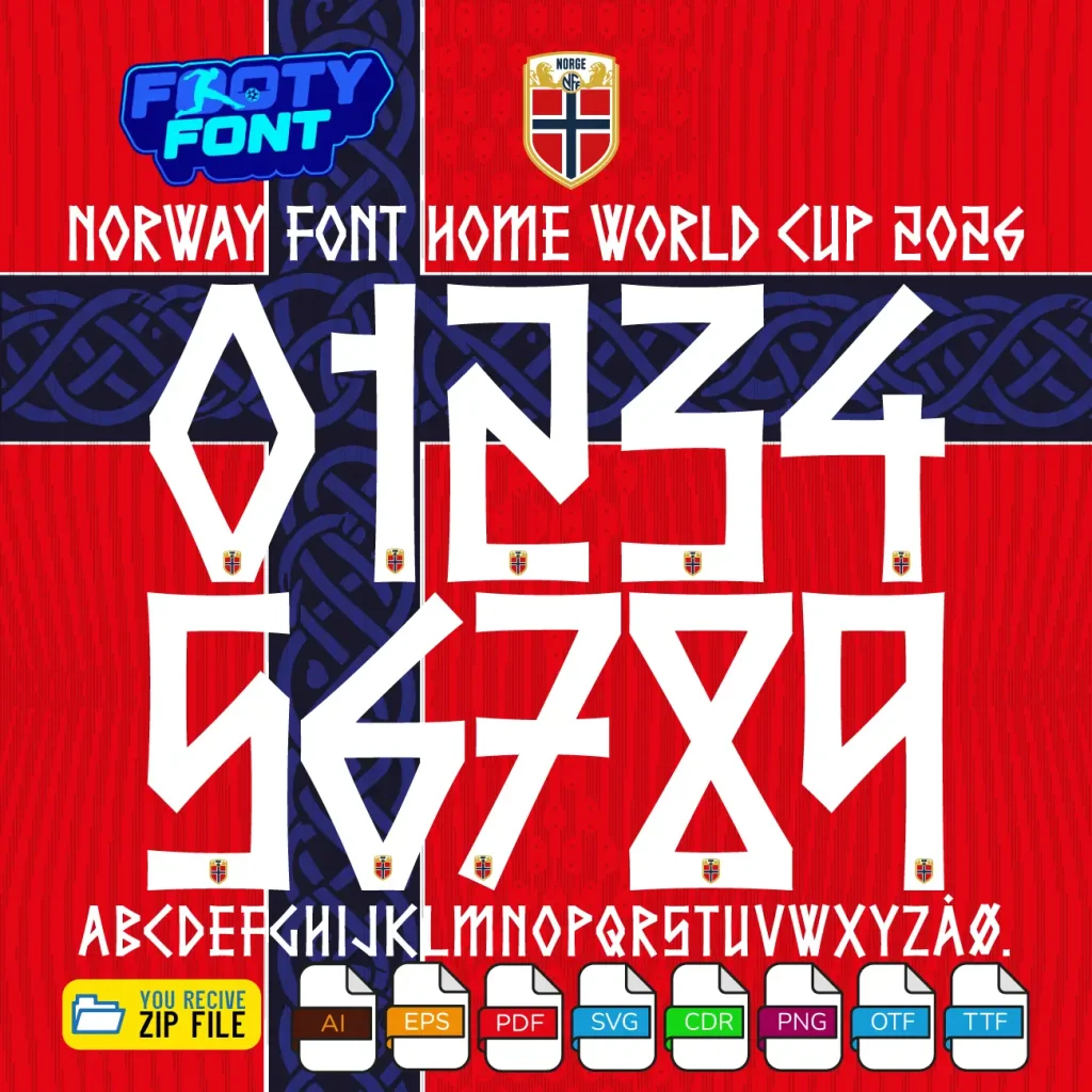 Norway Font World Cup 2026 (Home Kit) | footyfont