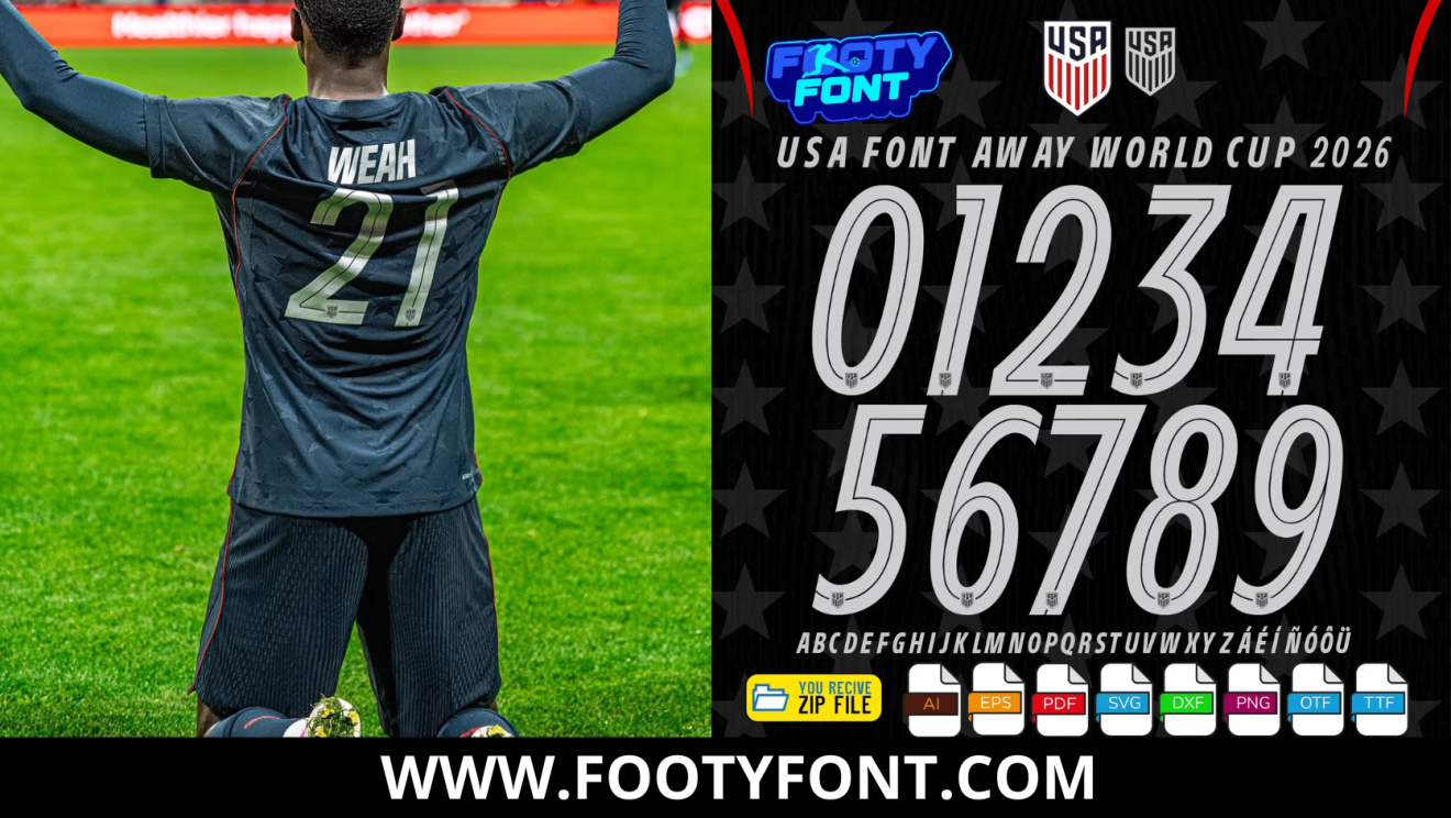 USA Font World Cup 2026 (Away Kit) | footyfont